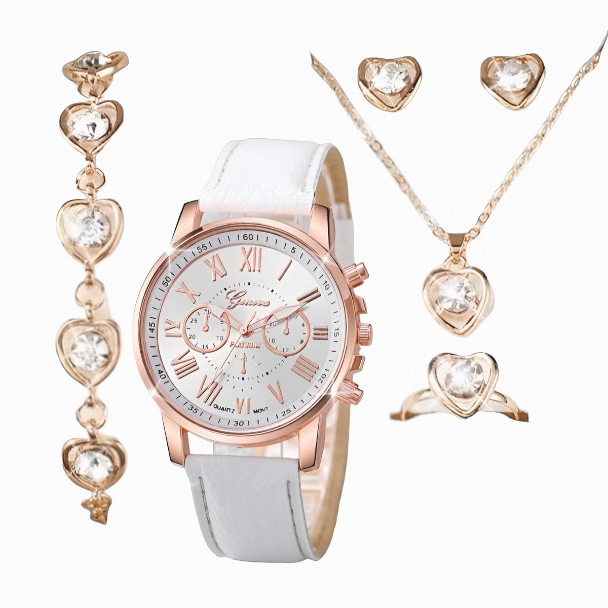 Women's Elegant Three-eye Roman Scale Dial Quartz Watch & Jewelry Set ... Women's Elegant Three-eye Roman Scale Dial Quartz Watch & Jewelry Set ...