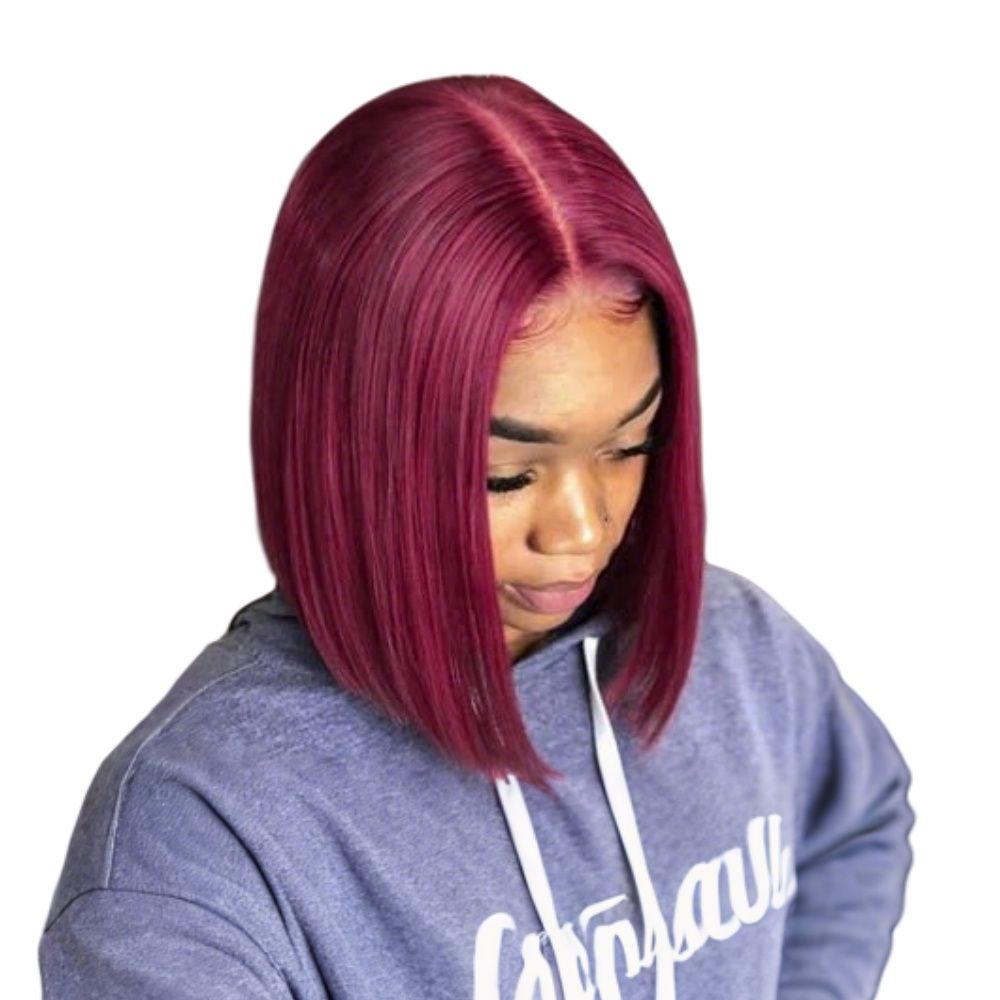 Golden Perfect 12" Glueless Wine Red Bob Wigs 13x4 Lace Front 99J ...
