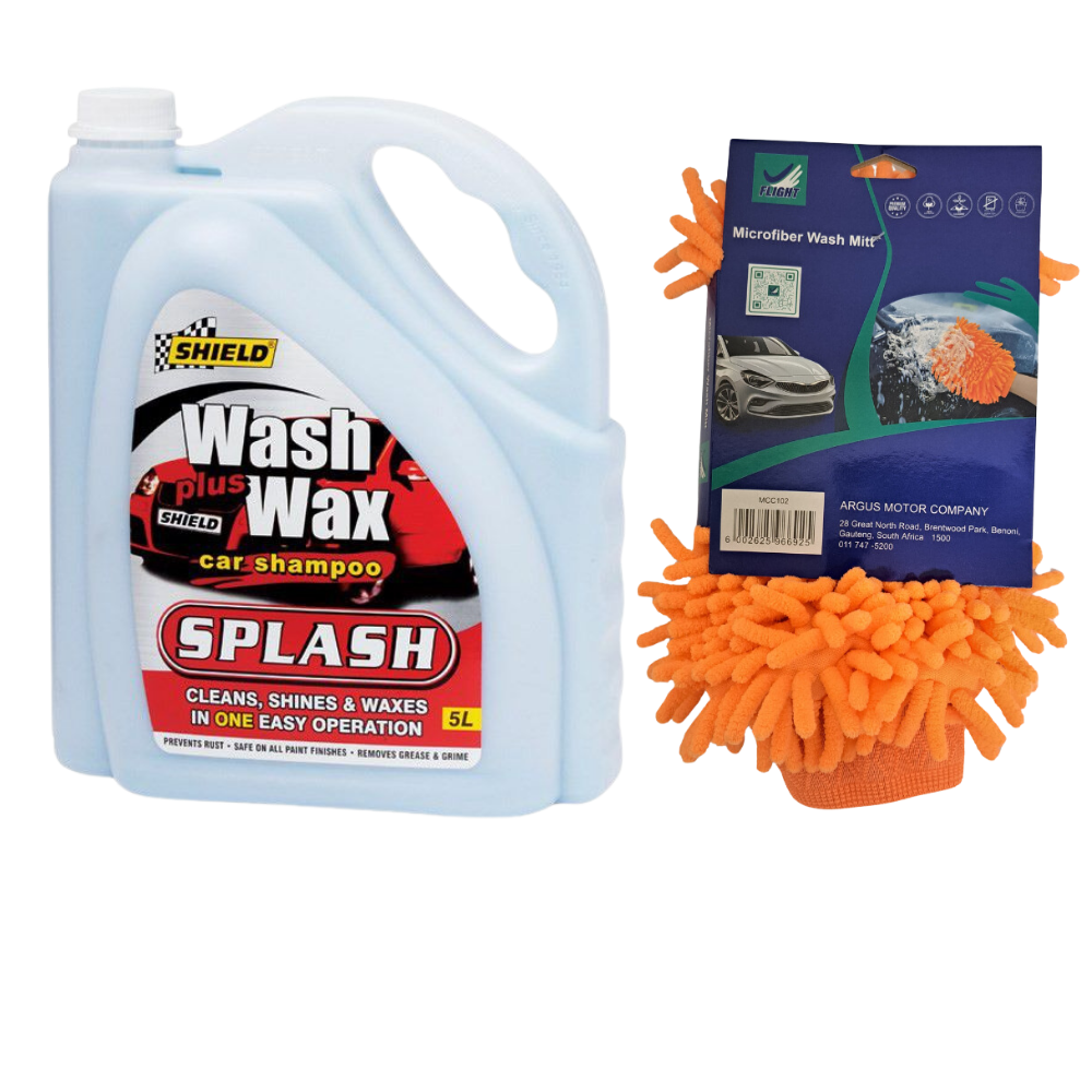 Shield 5 Litre Wash & Wax Shampoo With Flight Microfibre Wash Mitt ...