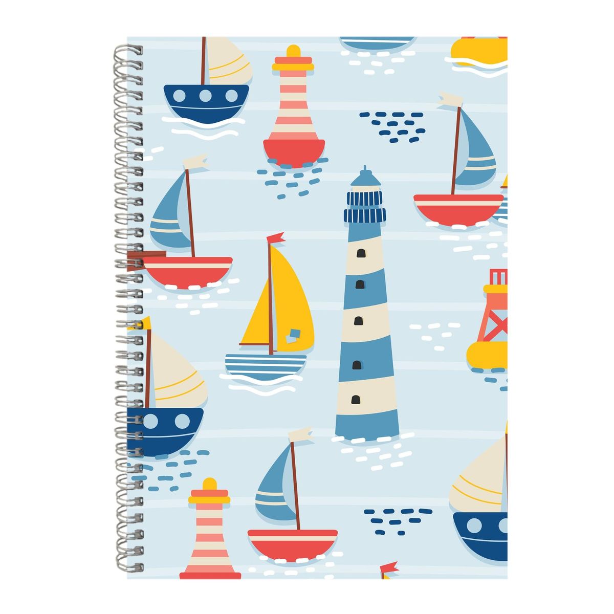 Boats A4 Notebook Spiral and Lined Trendy Nautical Graphic Notepad Gift ...