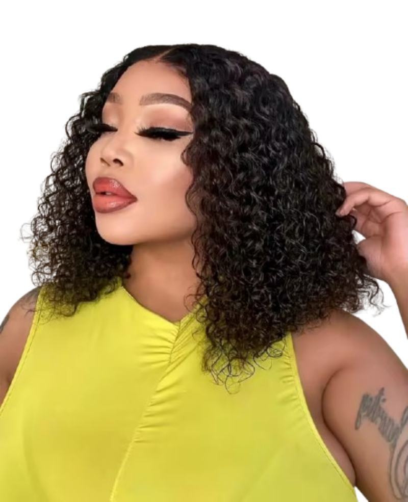 12Inch Brazilian Hair Loose Curly Glueless Wig -13x4 Full Frontal Bob ...