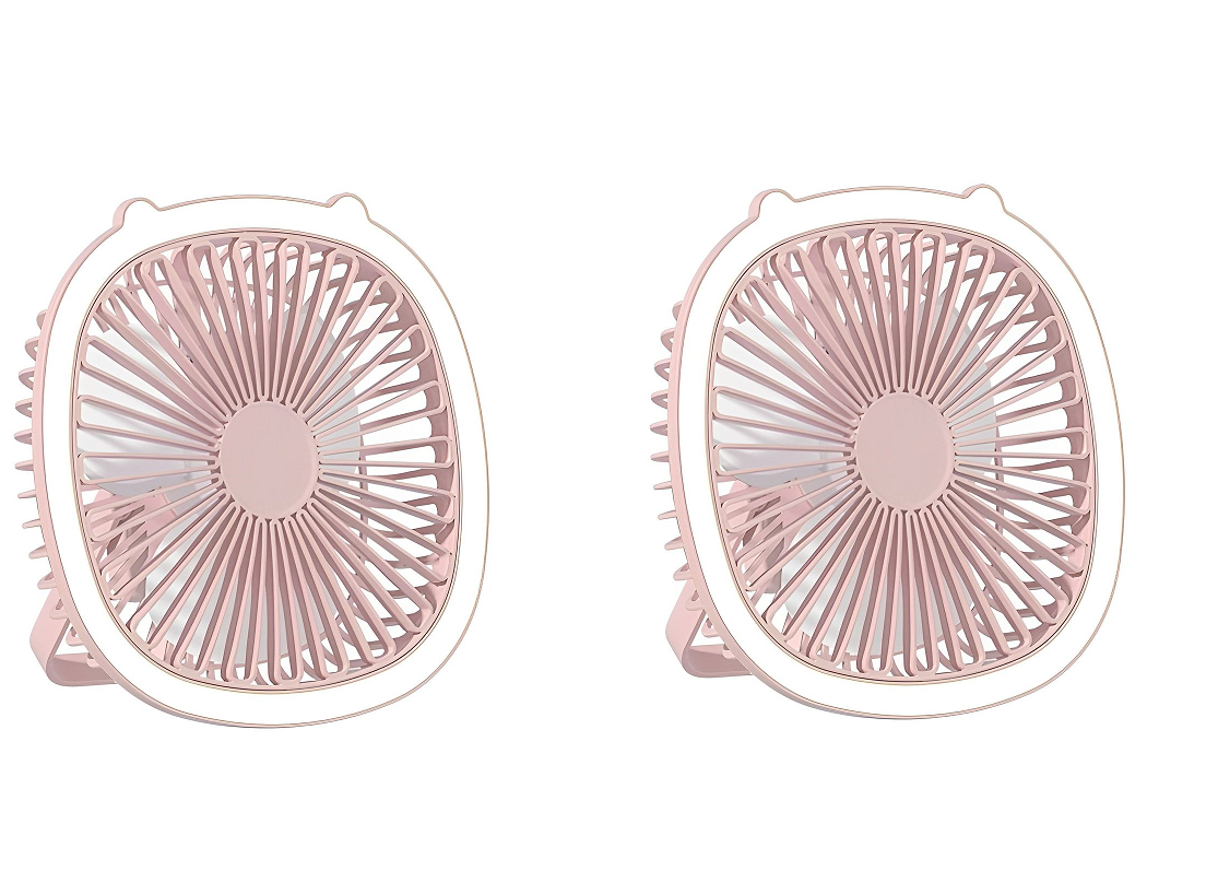 2 Pack Charging Table Fan with LED Ring Light, 3-Speed Control | Shop ...
