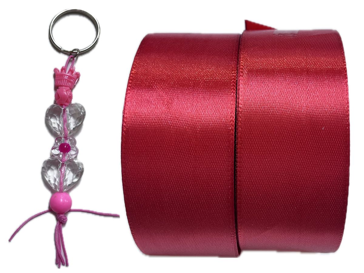 BEAD COOL - Satin Ribbon 30mm width RED 40 meters plus 1 free Key Ring ...