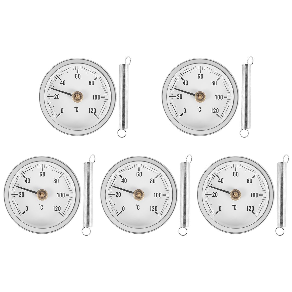 63Mm Pipe Clip-On Dial Thermometer Range 0-120 Aluminum Case 5Pcs ...