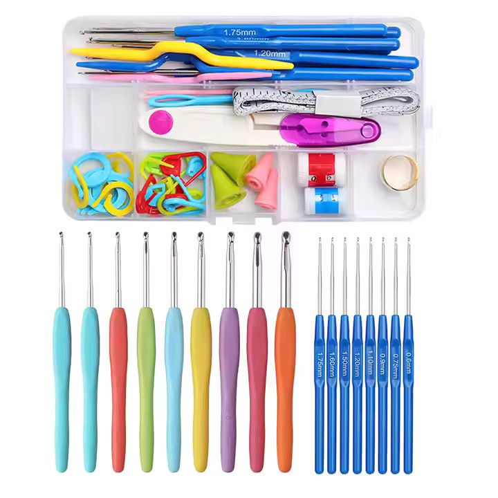62 Pcs Crochet Needle Set-Ergonomic Design-Durable Knitting Needle Set ...