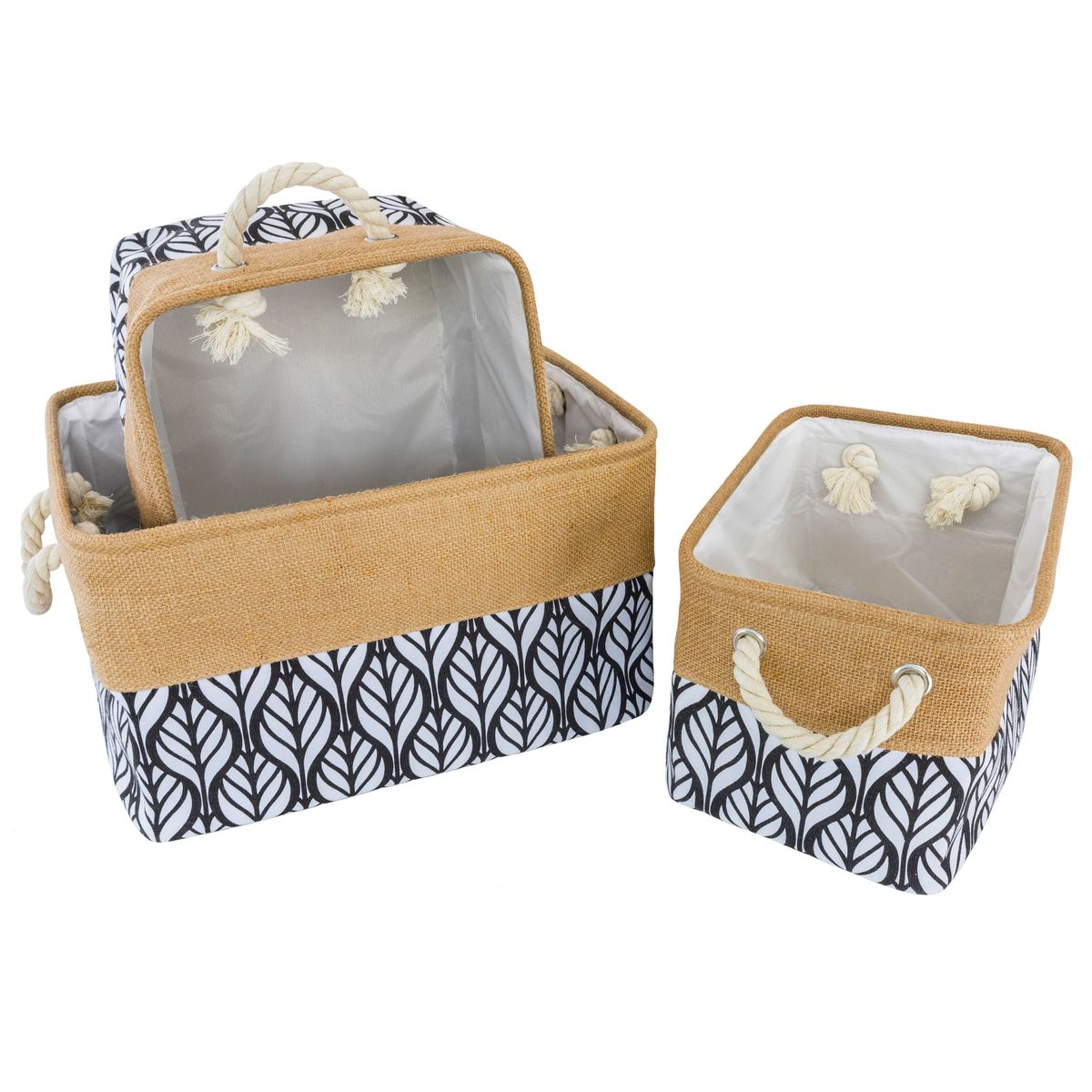 Creative Deco SET OF 3 Premium Storage Boxes with Cotton Rope Handles ...