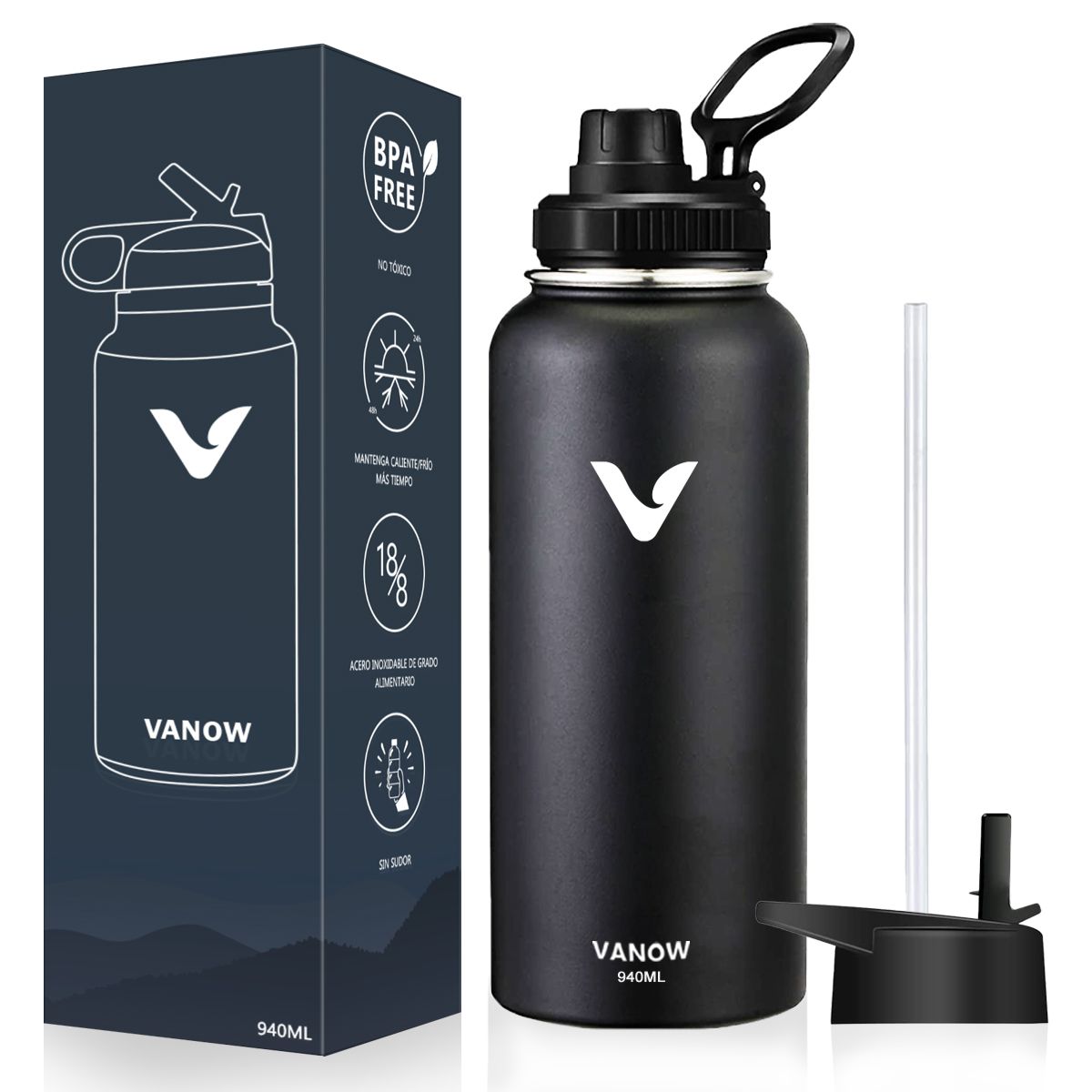 VANOW 946ml Leak Proof Water Bottle Stainless Steel Double Wall with ...