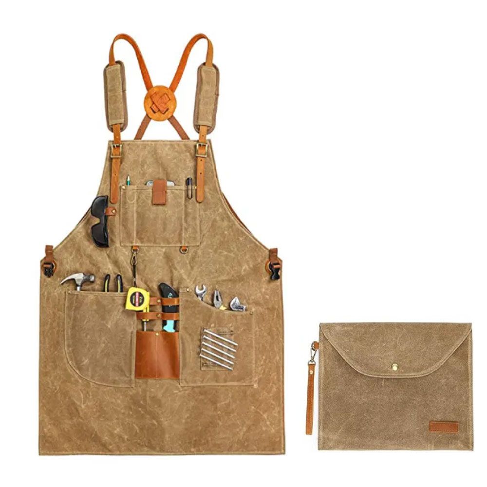 Waxed Canvas Multi-Pocket Apron - Heavy-Duty, Water-Resistant Utility Apron | Shop Today. Get it ...
