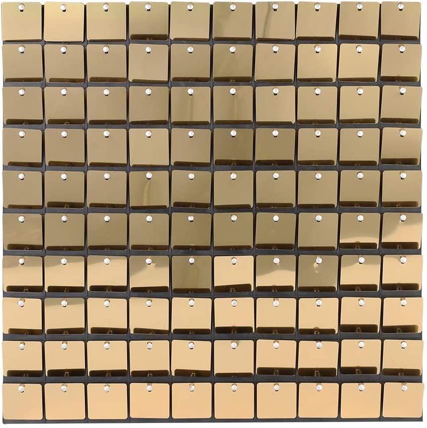 10 Pieces Gold Shimmer Wall Panels, Sequins Backdrop,28cmx28cm Panels ...