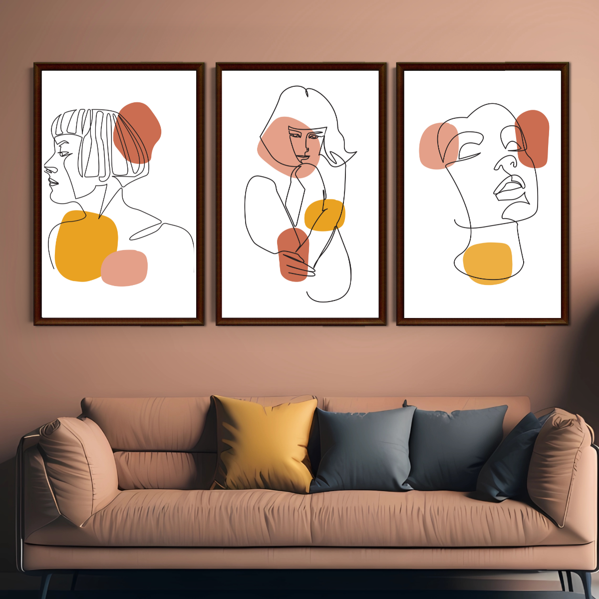 Set of 3 Line Drawing Wall Art Home Decor Print - A3 Size (Unframed ...