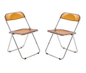No Assembly Fancy Gold Folding Chair Indoor / Outdoor Chair- Set of 2 ...