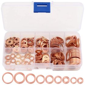 200 Piece Copper Crush Metric Washers Assortment Kit Flat Sealing ...