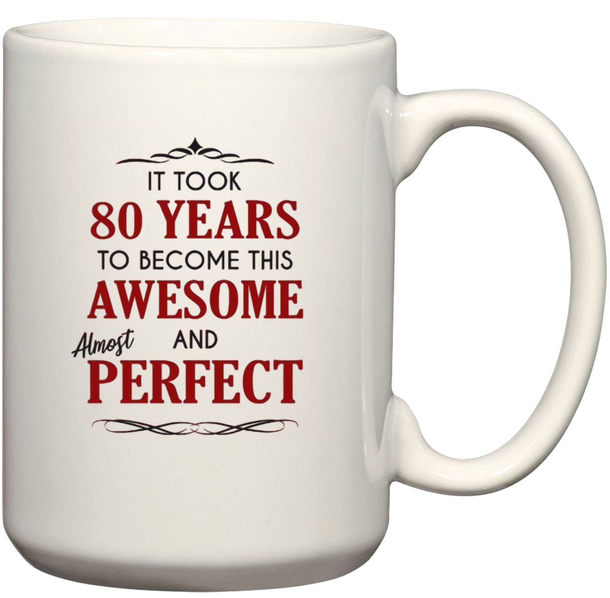 80th Birthday 80 Years to Become Awesome and Almost Perfect Gift Mug ...