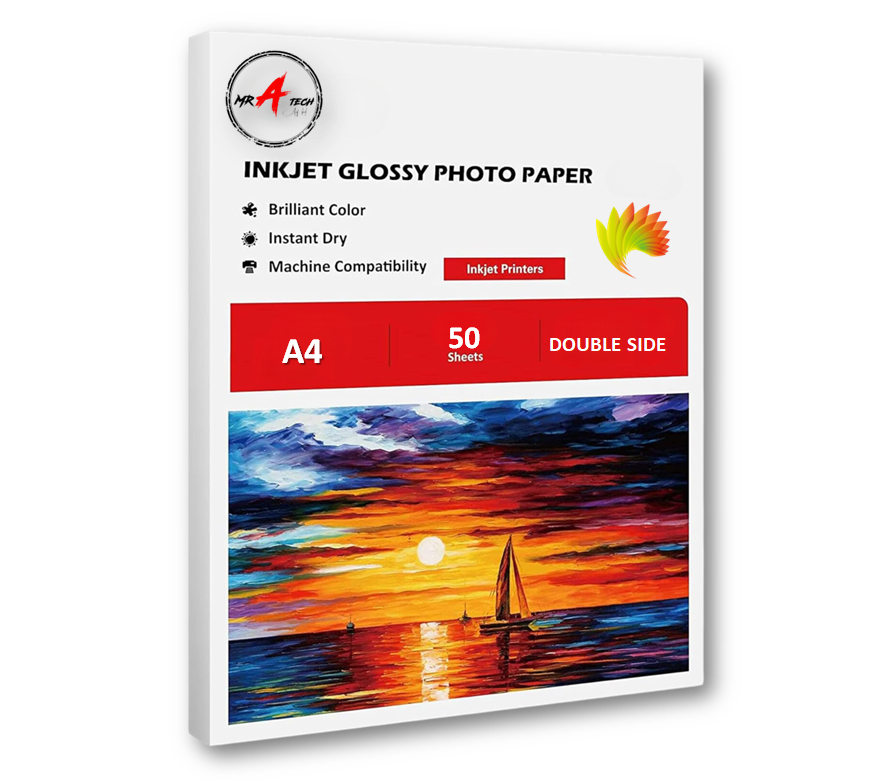 MR A TECH A4 Paper Double Sided Glossy Photo Paper 220g 50 Photo Sheets ...