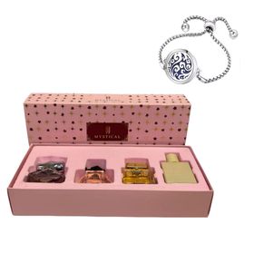 Mystical Pink Gift Perfume Set for Her - 30 ml x 4 and Perfume Bracelet ...