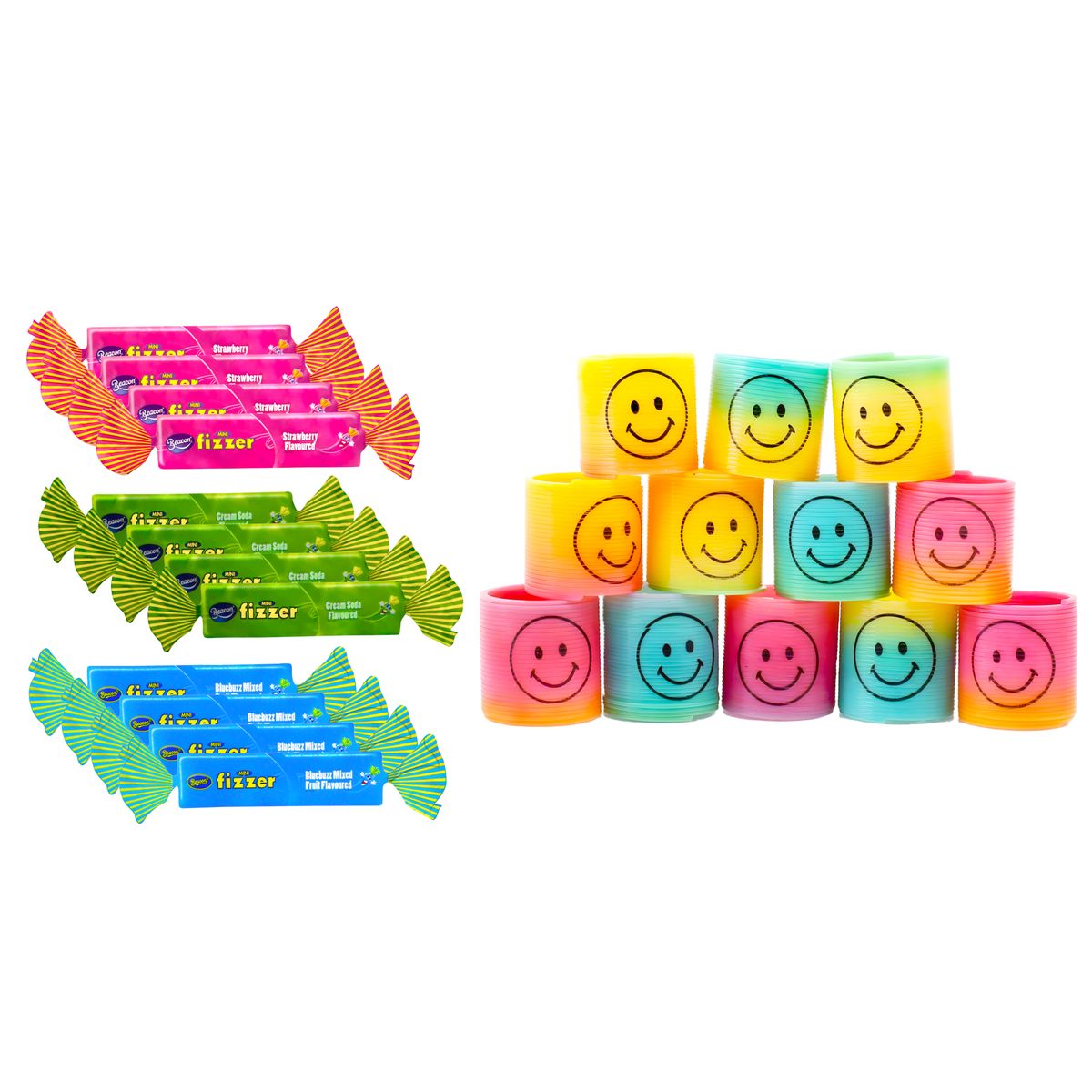 Kids Party Snacks/Prizes - 20 Smiley Slinky + 21 Mini Fizzer Sweets 3 ...