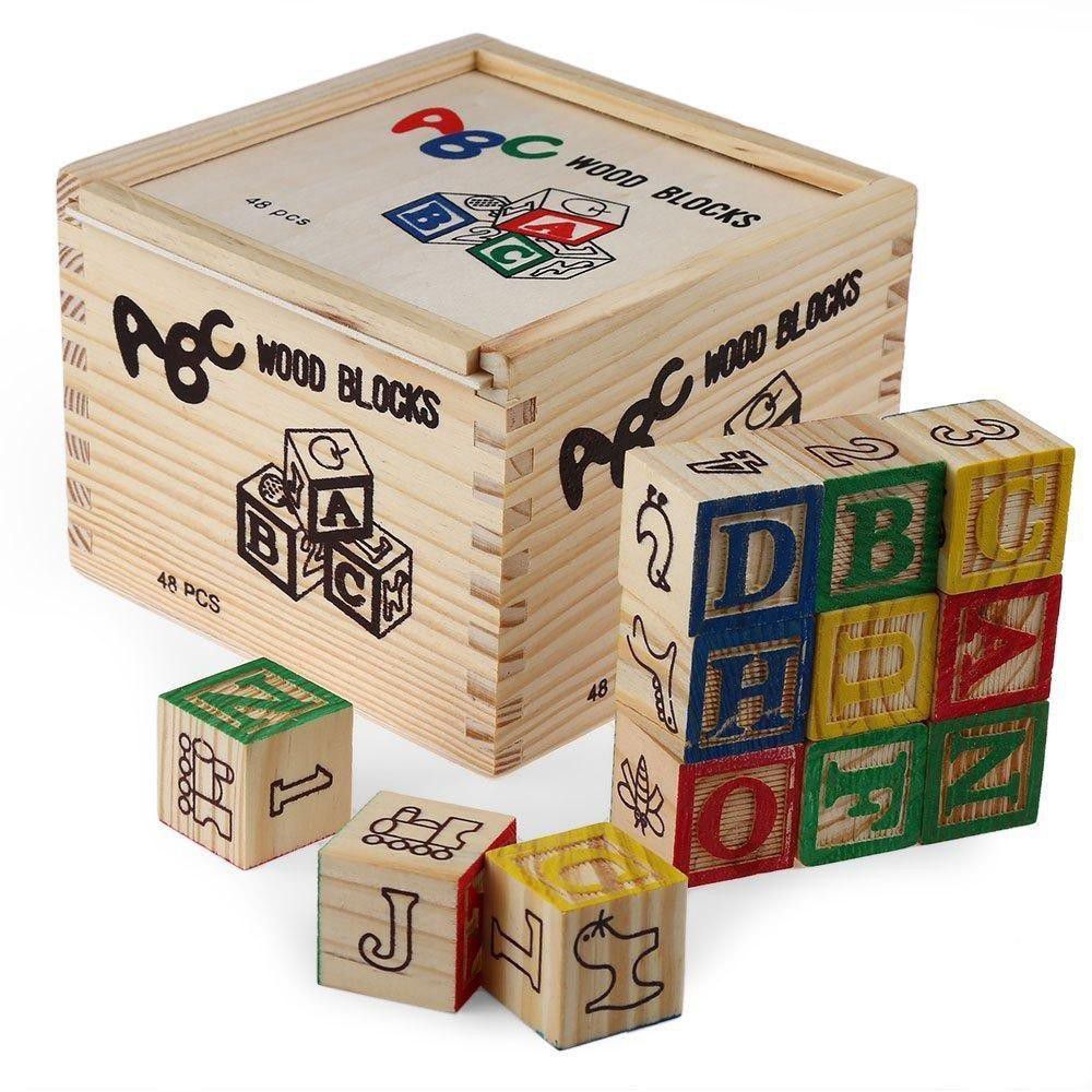 Educational Wood Letter Blocks - Set 48 Pieces | Shop Today. Get it ...