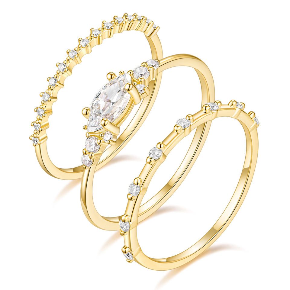 Rings Somen Cubic Zirconia Dainty Stackable Rings for Women - 3 Piece ...