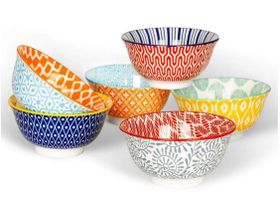 Artisan Ceramic Bowls Vibrant Patterns Set of 10 | Shop Today. Get it ...