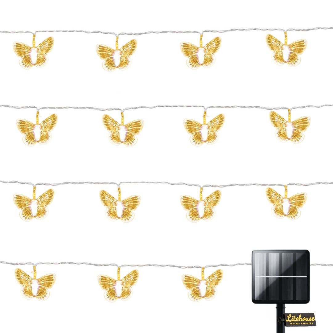 Litehouse Solar 50 LED Butterfly Fairy Lights - 5m - Warm White | Shop ...