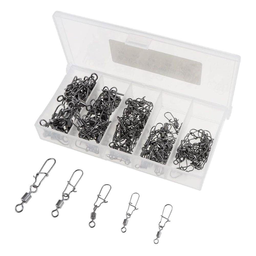 Fishing 96pcs Connector Rolling Swivels With Snap Hooks Lures -13cm ...