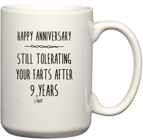 9th Anniversary 9 Stinking Years Still Tolerating Your Farts Gift Mug ...