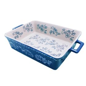 LMA 1.5L Rectangular Stoneware Floral Casserole Dish / Baking Pan ...
