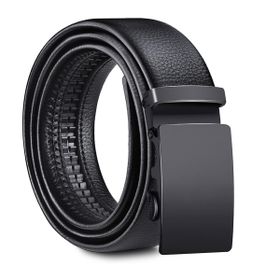 Men's Black Ratchet Dress Belt - Metal Buckle, Leather, with Gift Box ...