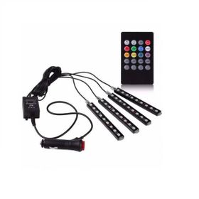 9 x 4 LED Car Interior Atmosphere Neon Lights With Wireless Remote ...