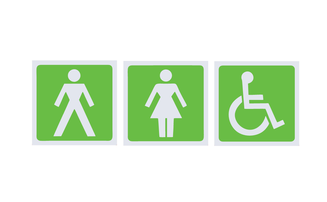 ABS Safety Signs For Ladies, Men's, And Wheelchair-Friendly Toilets ...