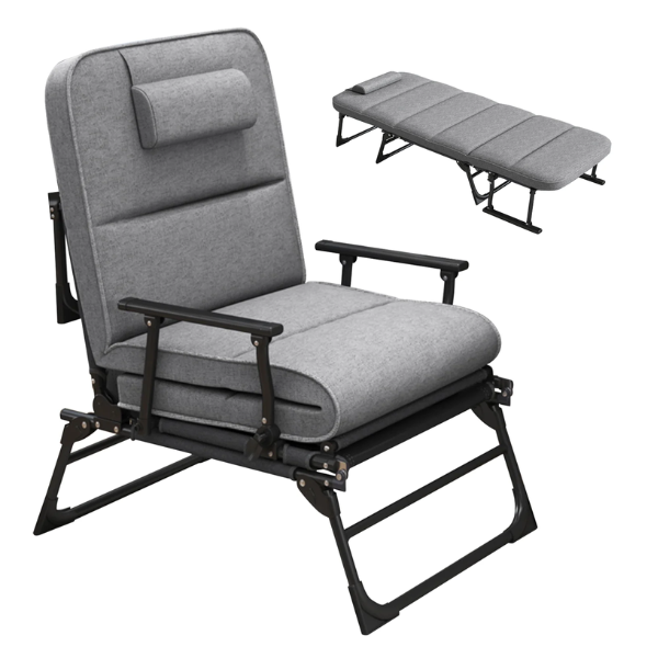 3 in1 Lounge Chair Cot Folding Chaise Cot 6 Level Adjustable Cot Bed ...