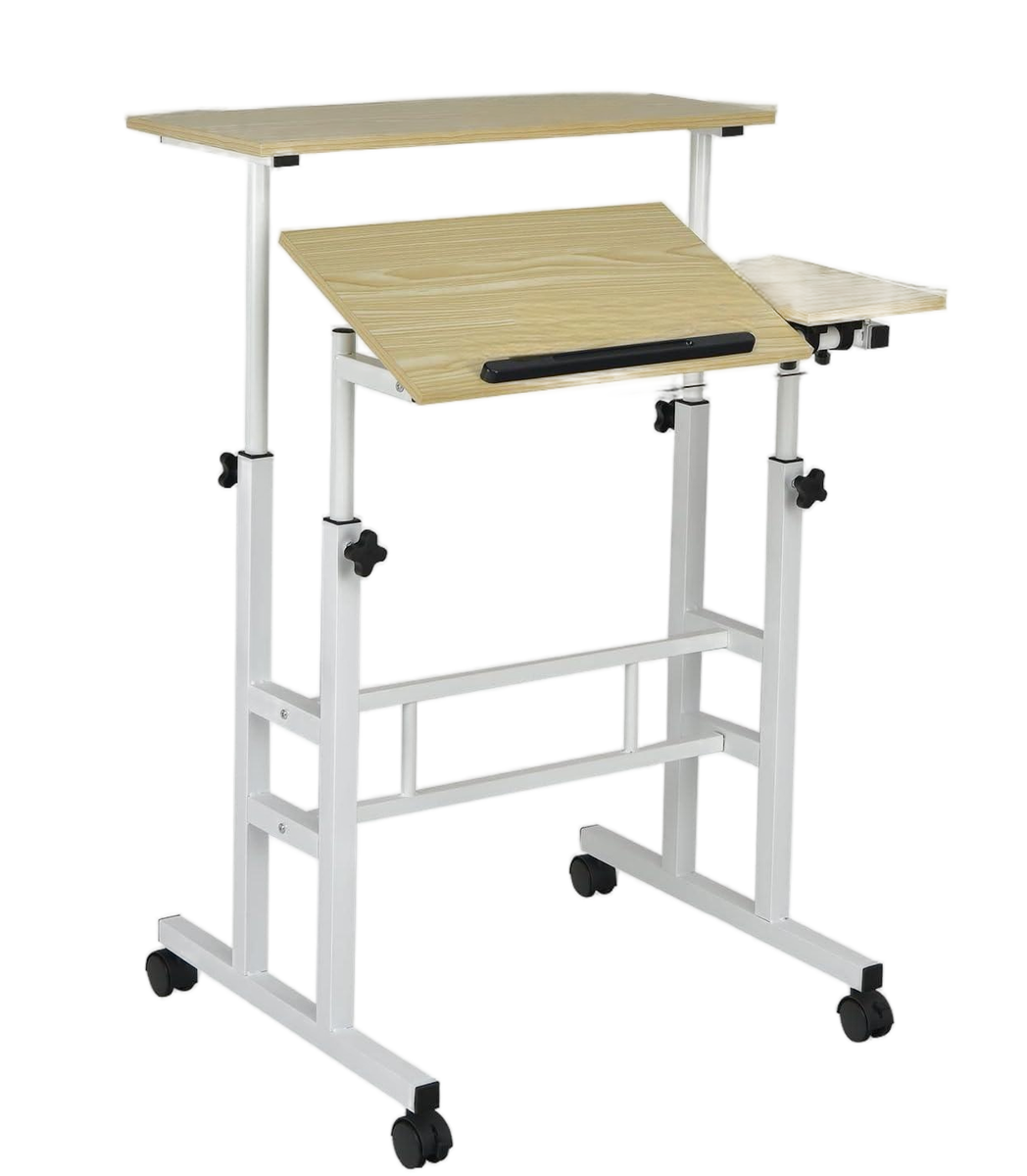 Mobile Standing Laptop Desk Height Adjustable Wheels Rolling Table ...