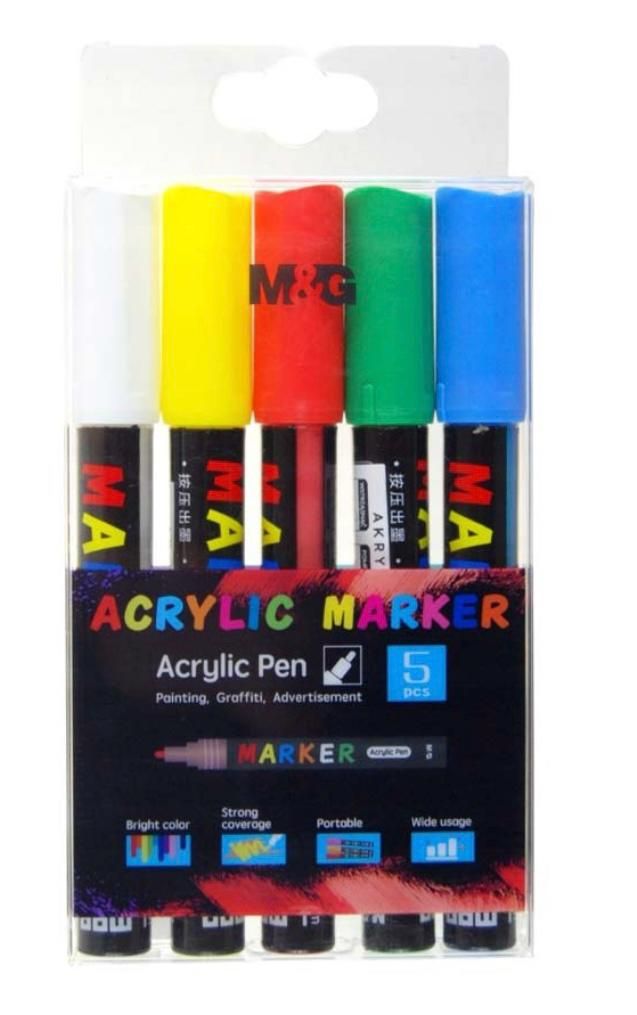2mm Acrylic Marker-5Pieces-Bright Colour-M&G-Water Resistant | Shop ...