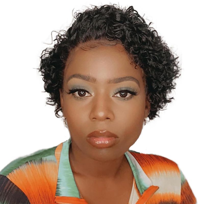 VSP Curly Pixie Cut Lace Front Human Hair 13x1 HD Lace Short Bob Wigs ...