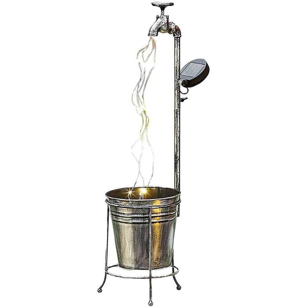 Garden Decor Solar Powered Faucet Light With Watering Bucket - 80cm ...