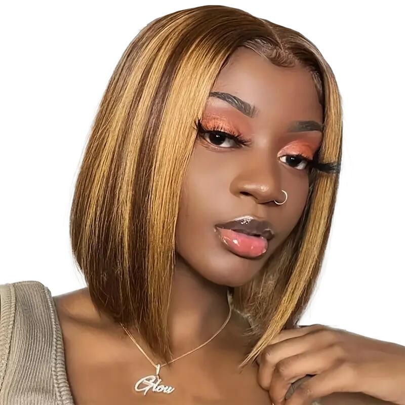 VSP 12 Inch Highlight Bob Wig Human Hair Glueless13x4 HD Lace Front ...