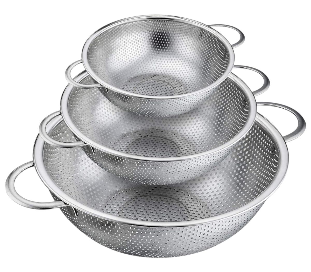 3 Piece Stainless Steel Colander Set With Dual Handles - Silver | Shop ...