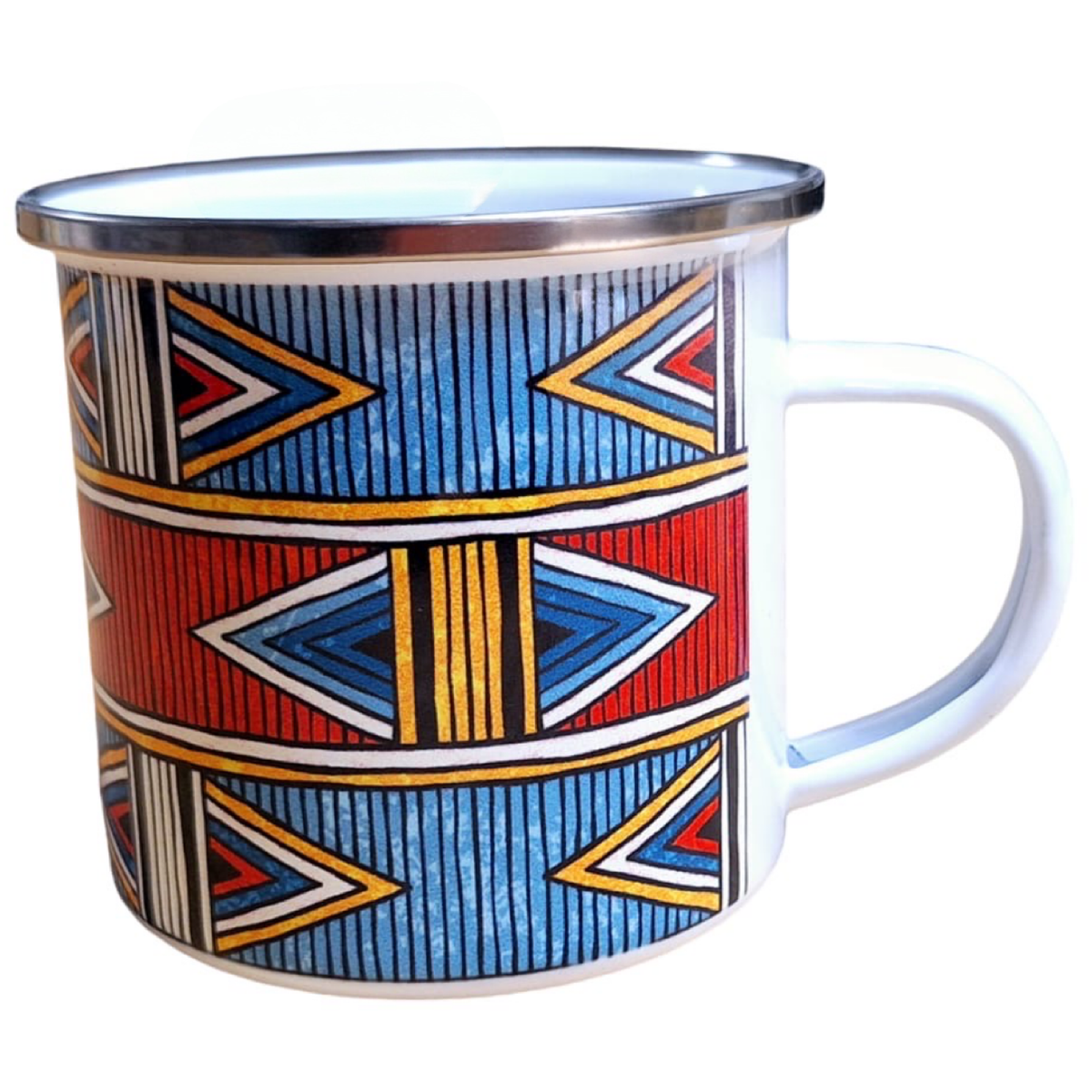 Beautiful Enamel Mug - Bright & Colourful Retro Pattern | Shop Today ...