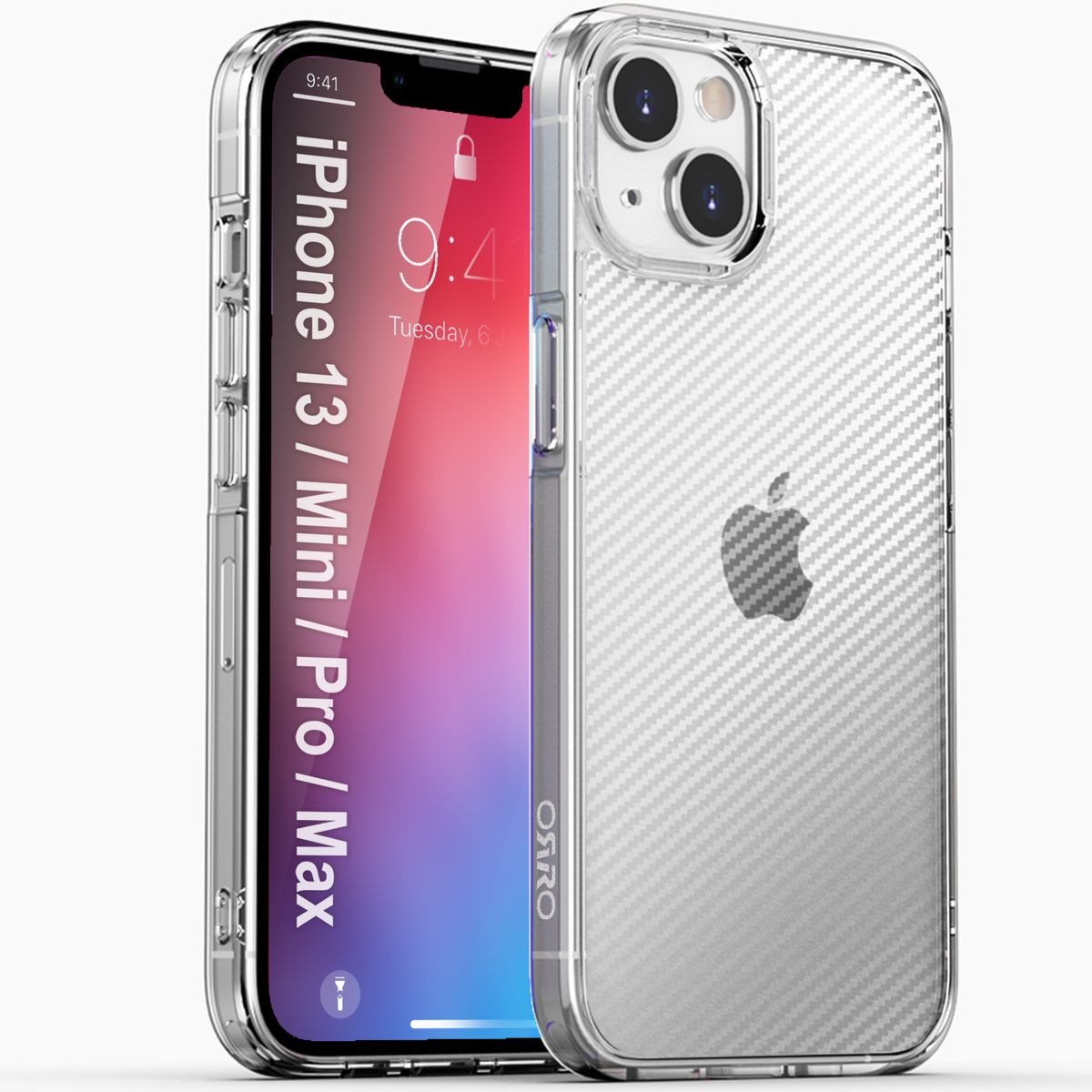 ORRO Carbon Fibre Clear Back Transparent Case for iPhone 13 Series Mini ...