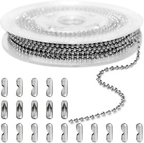 33 Feet Stainless Steel Silver Ball Chains Necklace & 30 Connectors ...