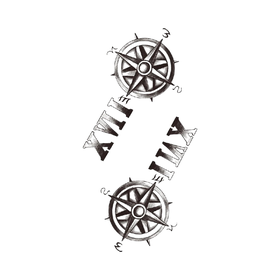 Tattoo - Waterproof High Quality Skin Safe - Roman Numeral Compass ...