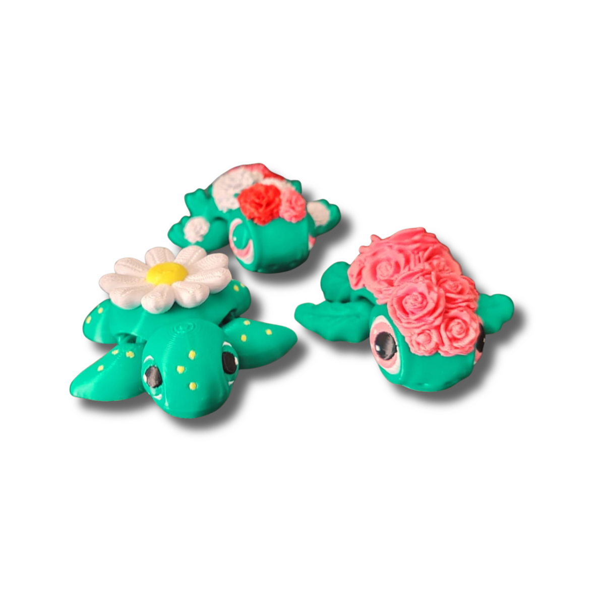 3D Printed Floral Turtle Trio - Articulated Fidget Turtles - 3 Pack ...