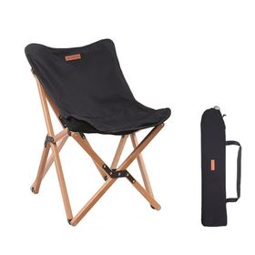 ShineTrip Luxury Beechwood Folding Chair with Bag (Black Canvas) | Shop ...