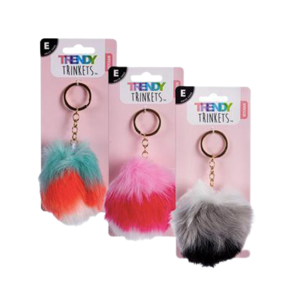 Trendy Trinkets Accessories-Assorted Faux Fur Key Rings- Pack of 3 ...