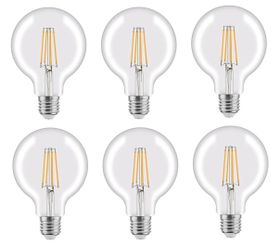 Hello Today E27 LED Filament Bulb G95 4W - 6 Pack Cool White Globe ...
