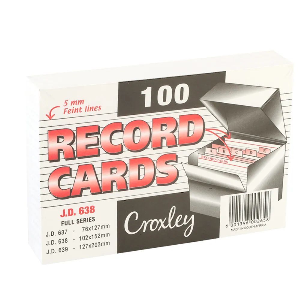 Croxley record cards white ruled 102mm x 152mm Pack of 100 | Shop Today ...