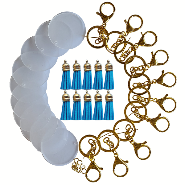 Acrylic DIY Keyring Set with Gold Lobster Clip (Set of 10) | Shop Today ...