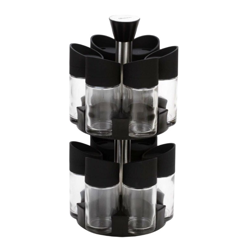 12 Pieces Spice Jars Stainless Steel Rotative Spice Rack with Shakers ...
