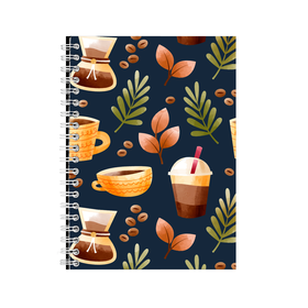 Coffee and Beans Pattern A5 Notebook Pad Lines Trendy Graphic Present ...