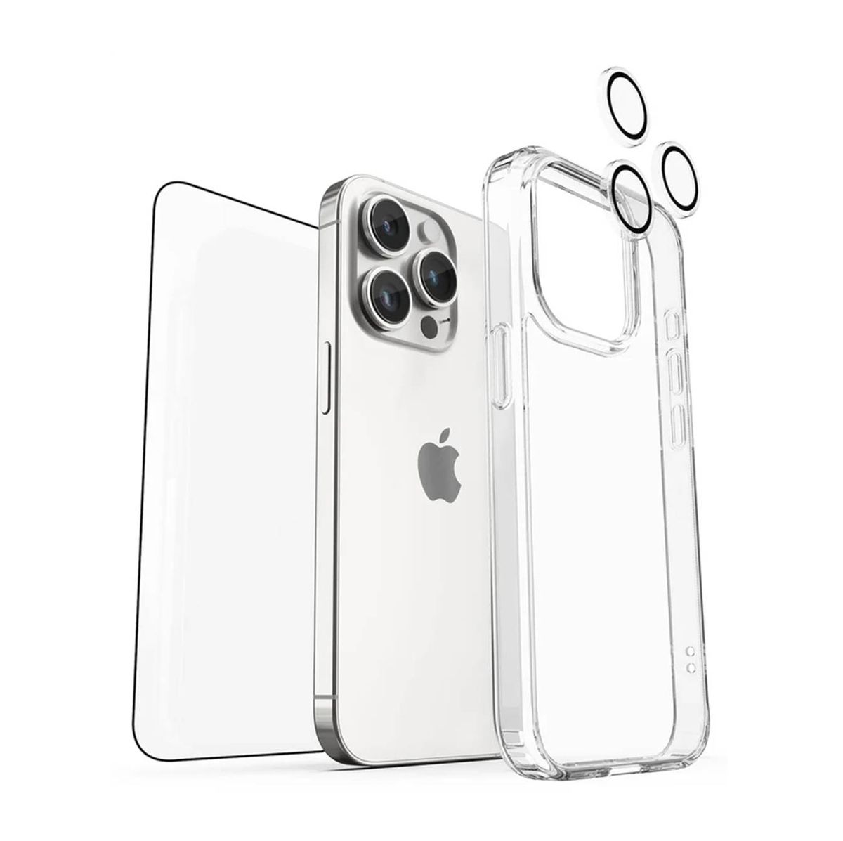 3in1 Clear Case +Tempered Glass+Camera Lens Protector compatible with ...